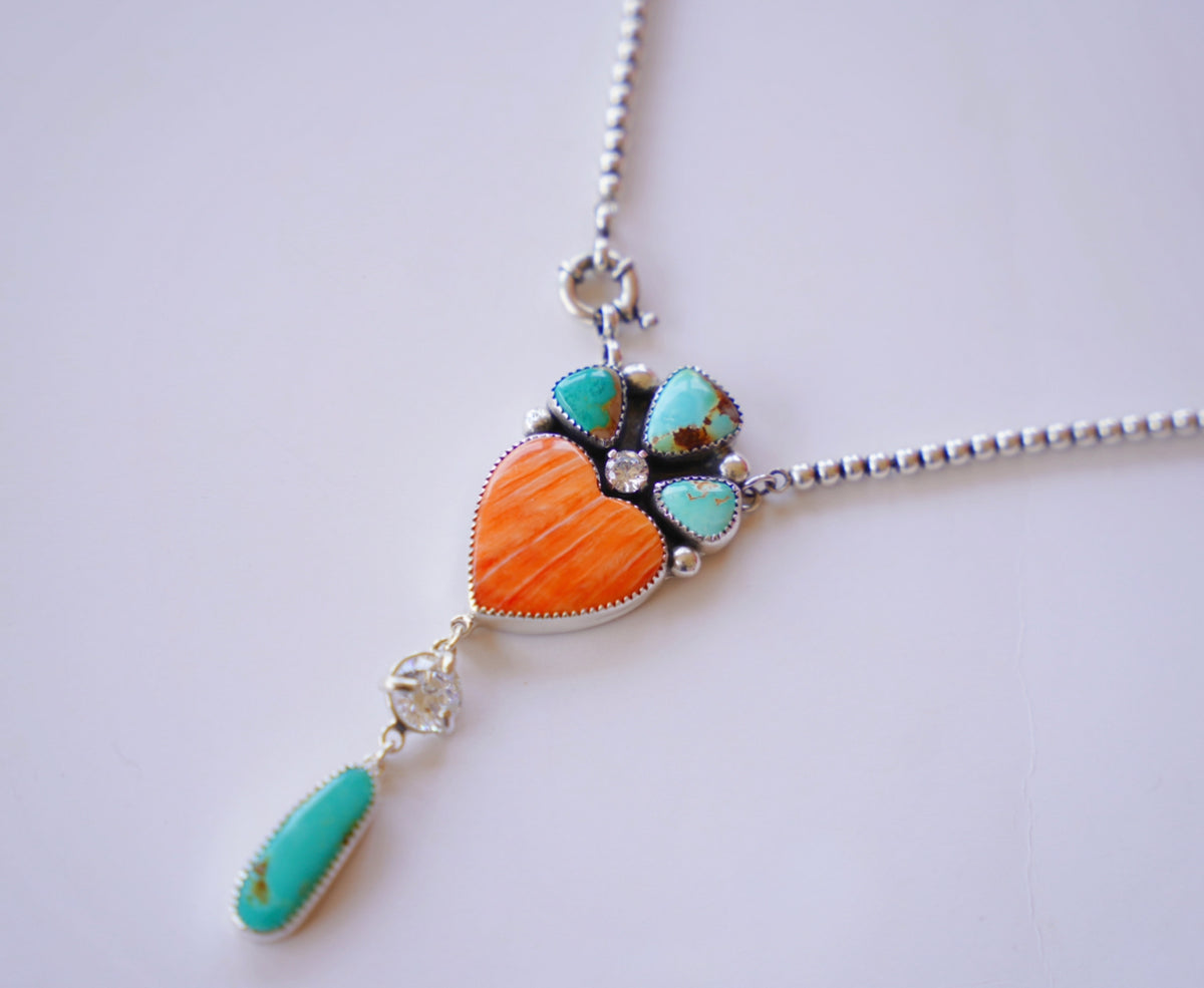 Turquoise and Spiny Heart Necklace (20”) – Mud Lowery