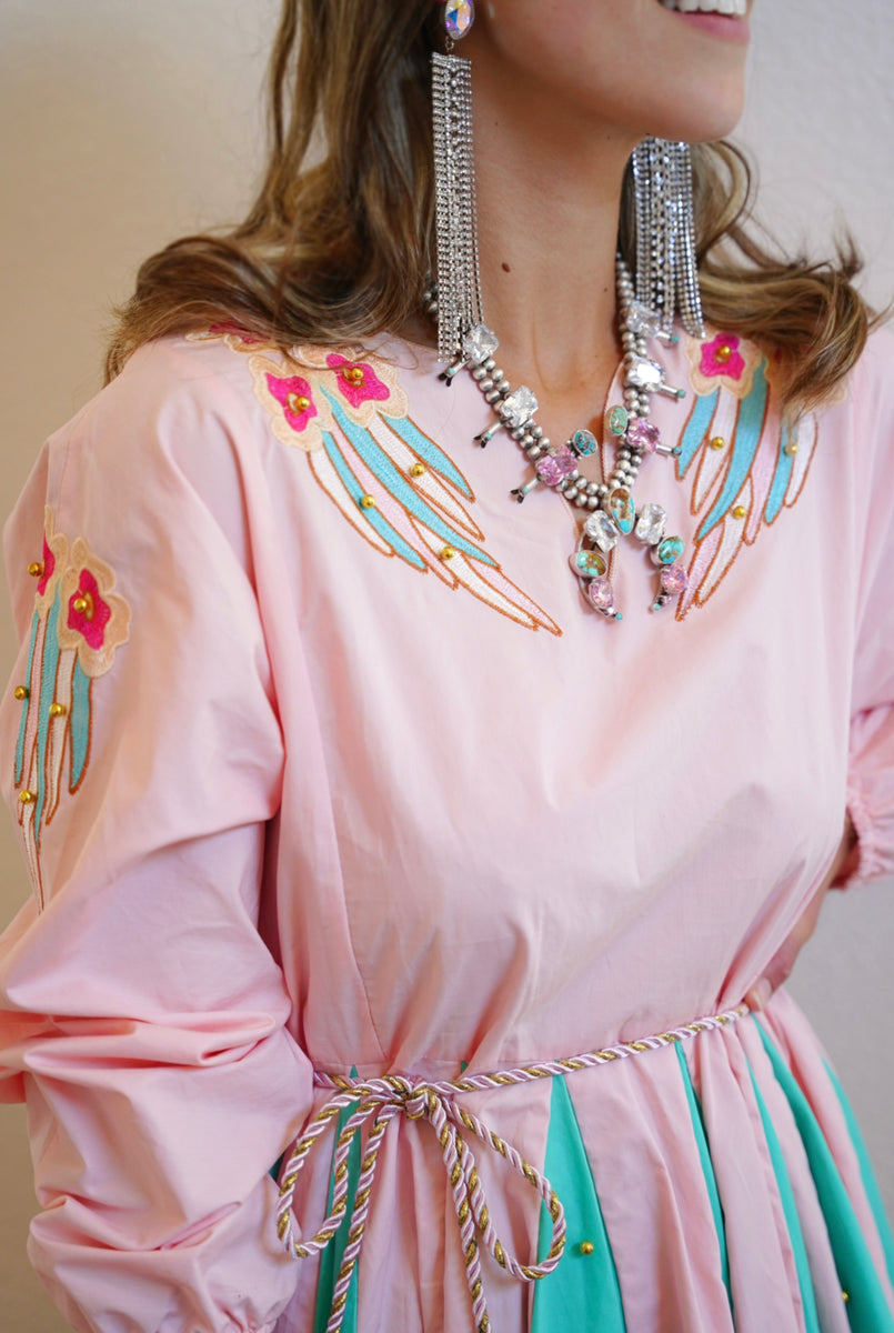 Pink Embroidered Dress – Mud Lowery